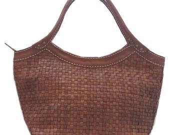 Woven leather bag | Etsy