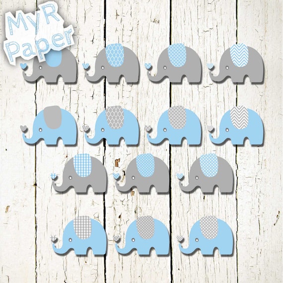 Elephant Clip art: Baby Blue & Gray zoo jungle safari