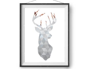 Deer head art | Etsy