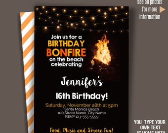 Bonfire invitation | Etsy