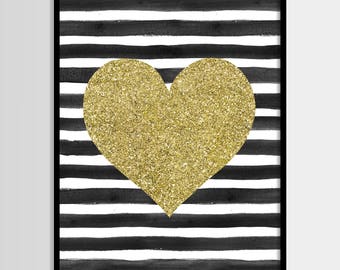 Gold heart printable | Etsy