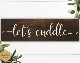Lets cuddle sign | Etsy