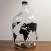World Map Money Jar Travel Fund 1 Gallon Glass Jug with