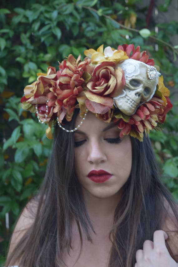 Items Similar To Day Of The Dead Flower Crown Sugar Skull Headdress items-similar-to-day-of-the-dead-flower-crown-sugar-skull-headdress