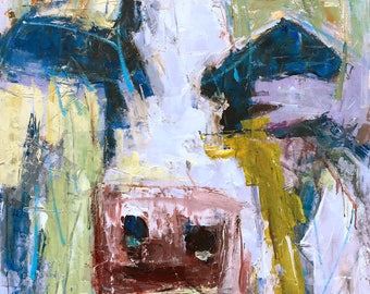 Farm Animal Cow Abstract Holstein Modern Expressionist Giclee