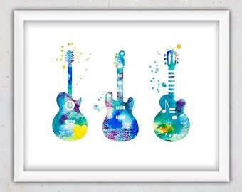 Guitar poster | Etsy