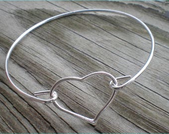 Sterling Silver Heart Bracelet Sterling Silver Heart Bangle