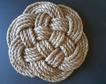 Nautical Manila Woven Turks Head Trivet or Thump Pad