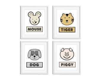 Animal typography | Etsy