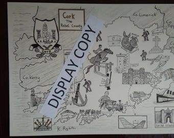 Map Art Ireland Map County Cork Ireland Fine Art