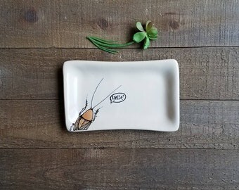 pottery with hand drawn birds insects praying by catherinereece