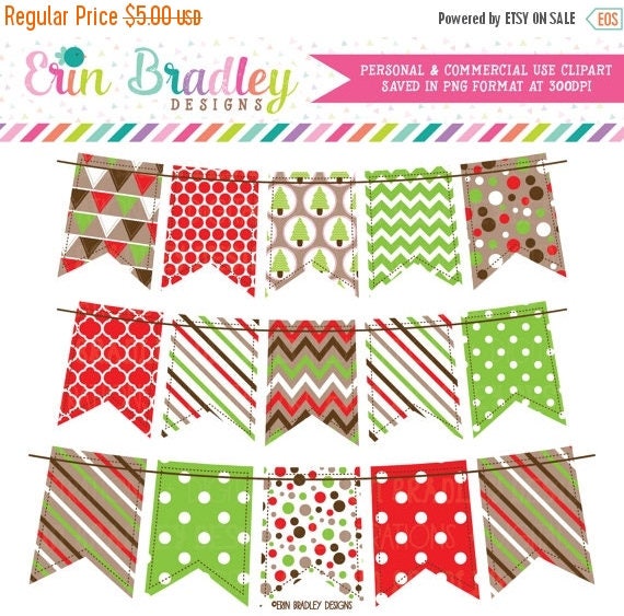 BLACK FRIDAY SALE Christmas Bunting Clipart Instant Download