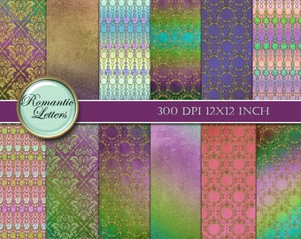 Old Paper digital scrapbook paper pack Steampunk digital
