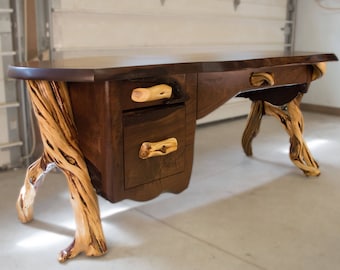 Live edge desk | Etsy