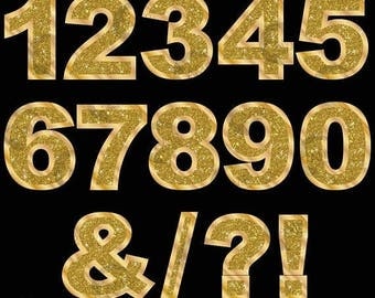 Gold glitter number | Etsy