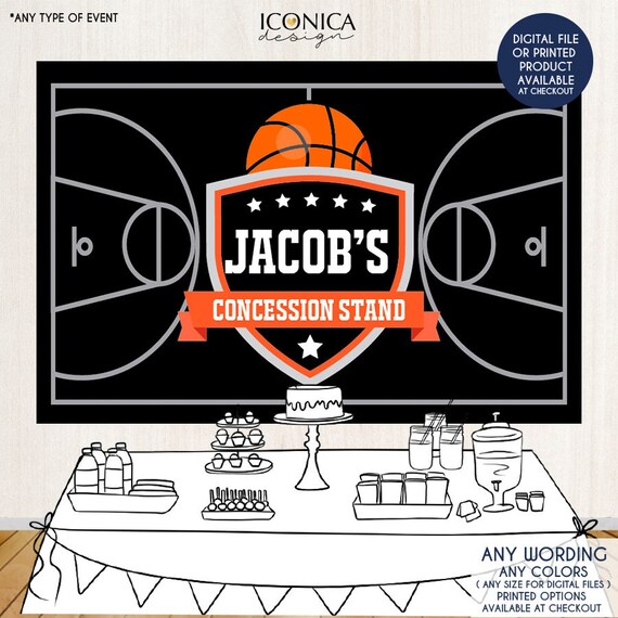 Basketball Themed Photo Booth Backdrop, Concession stand Backdrop ...