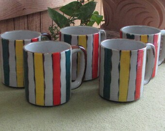 Striped coffee mug | Etsy