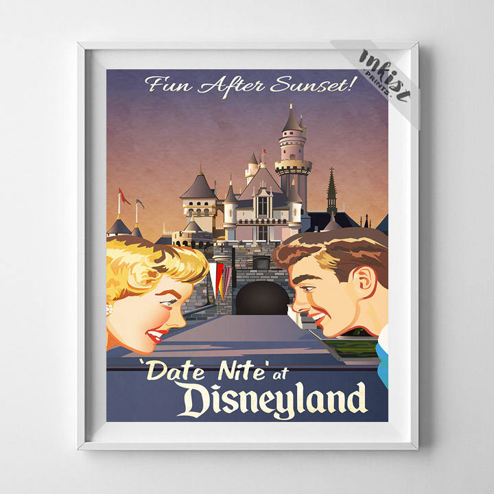 Disneyland Art Date Nite Disneyland Vintage Disney Poster