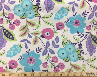 Large floral fabric | Etsy