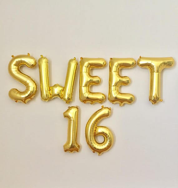 Sweet 16 Gold Letter BalloonsSweet 16 Party DecorSweet 16