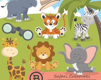 BABY JUNGLE ANIMALS Digital Clipart Set Animals Clipart