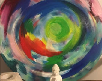 Round canvas art | Etsy