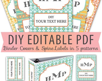 Editable Printable Monogram Binder Cover and spine chevron