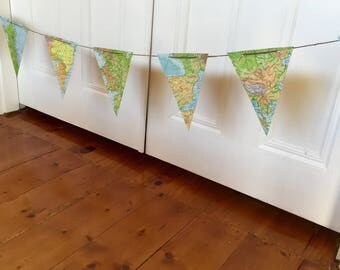 World Map Bunting. Map Garland Printable Map Banner travel