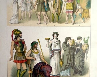 1904 Antique Asian NATIVE PEOPLE PRINT engraving Faces Human