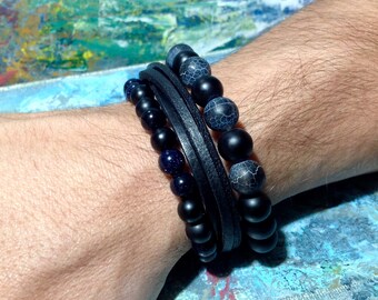 Mens stone bracelet | Etsy