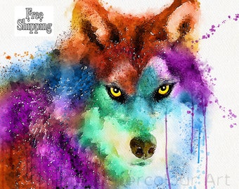 Wolf watercolor | Etsy