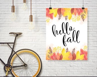 Hello Fall Truck Digital Printable Art Print Autumn Farmhouse