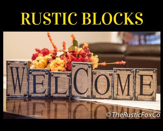 Welcome Blocks Welcome Sign Welcome Block Wood Blocks