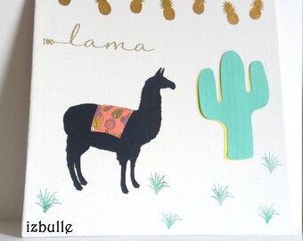 LLAMA SET watercolor. Teepee Llama Cactus nursery