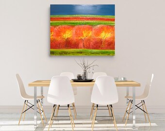 Orange modern art | Etsy