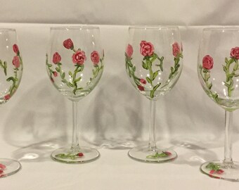 Rose wine glasses | Etsy