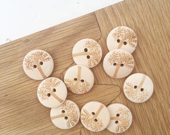 Natural wood buttons | Etsy