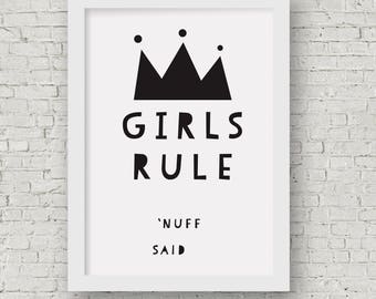 Girls rules poster | Etsy