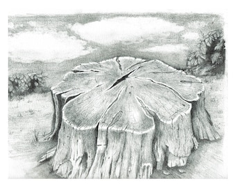 Tree stump print | Etsy