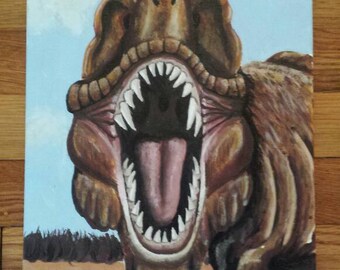 T rex painting | Etsy