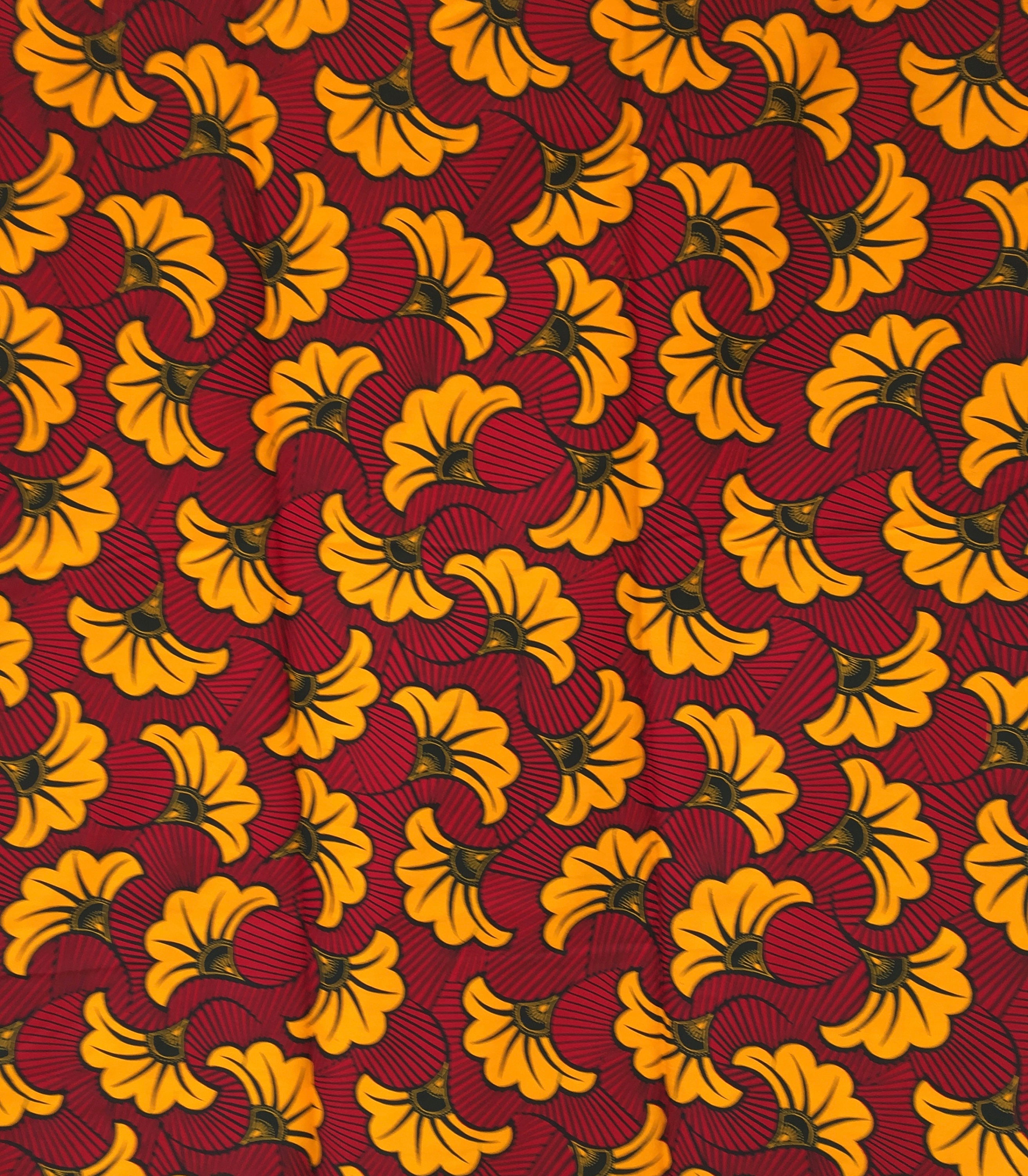 Real fabric Wax - wax "Wedding flowers" red & yellow from AFRIKADES on ...