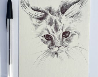 Cat drawing | Etsy