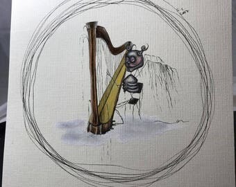 Medieval Devil. Original hand painting.