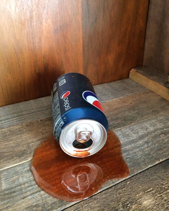 Fake Spilled Can of Pop Fun Gag Photo Staging Prop Pepsi