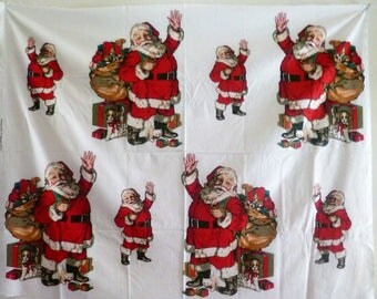 Vintage santa fabric | Etsy