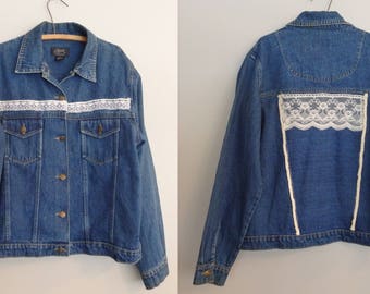 Denim lace jacket | Etsy