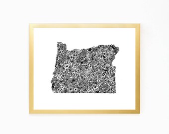 Oregon Coloring Sheet for Adults and Kids 11x8.5 / Oregon