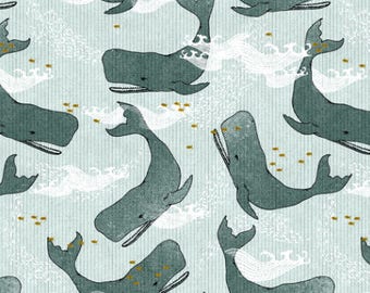 Whale fabric | Etsy