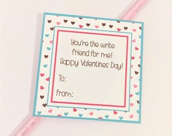 Pencil Valentine Printable heart for pencil or pen non candy