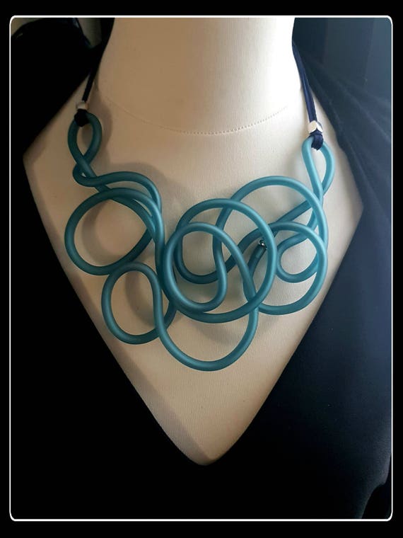 Necklace in natural rubber ' POWDER BLUE-jewelry-contemporary ...